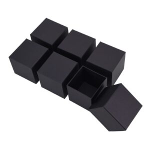 dasofine black gift boxes, 4" × 4"× 3.8" square box with lid, 6pcs small gift box, candle boxes, gift boxes for present