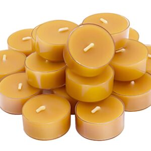 Natural Beeswax Tea Candles, DEYBBY 20 Pack Handmade Beeswax Candles, Clear Cup, Great for Home Decoration