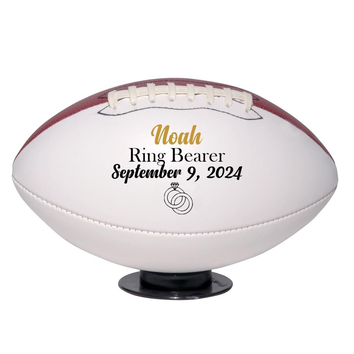 Ballstars Personalized Custom Mini Ring Bearer 6 Inch Football Without Base | Official Size 1 | Customized Football for Ring Bearer, Bridal Party, Wedding