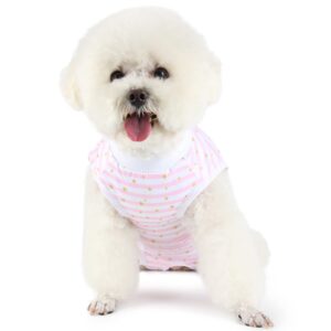 etdane recovery suit for dog cat after surgery dog surgical recovery onesie female male pet bodysuit dog cone alternative abdominal wounds protector pink stripe/star/medium