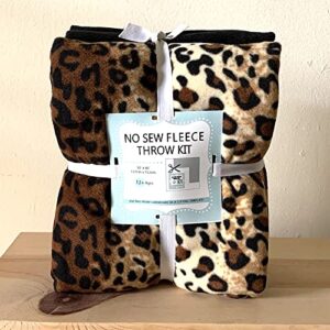 leopard print anti-pill no-sew throw fleece fabric kit (50x60)