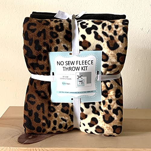 Leopard Print Anti-Pill No-Sew Throw Fleece Fabric Kit (50x60)