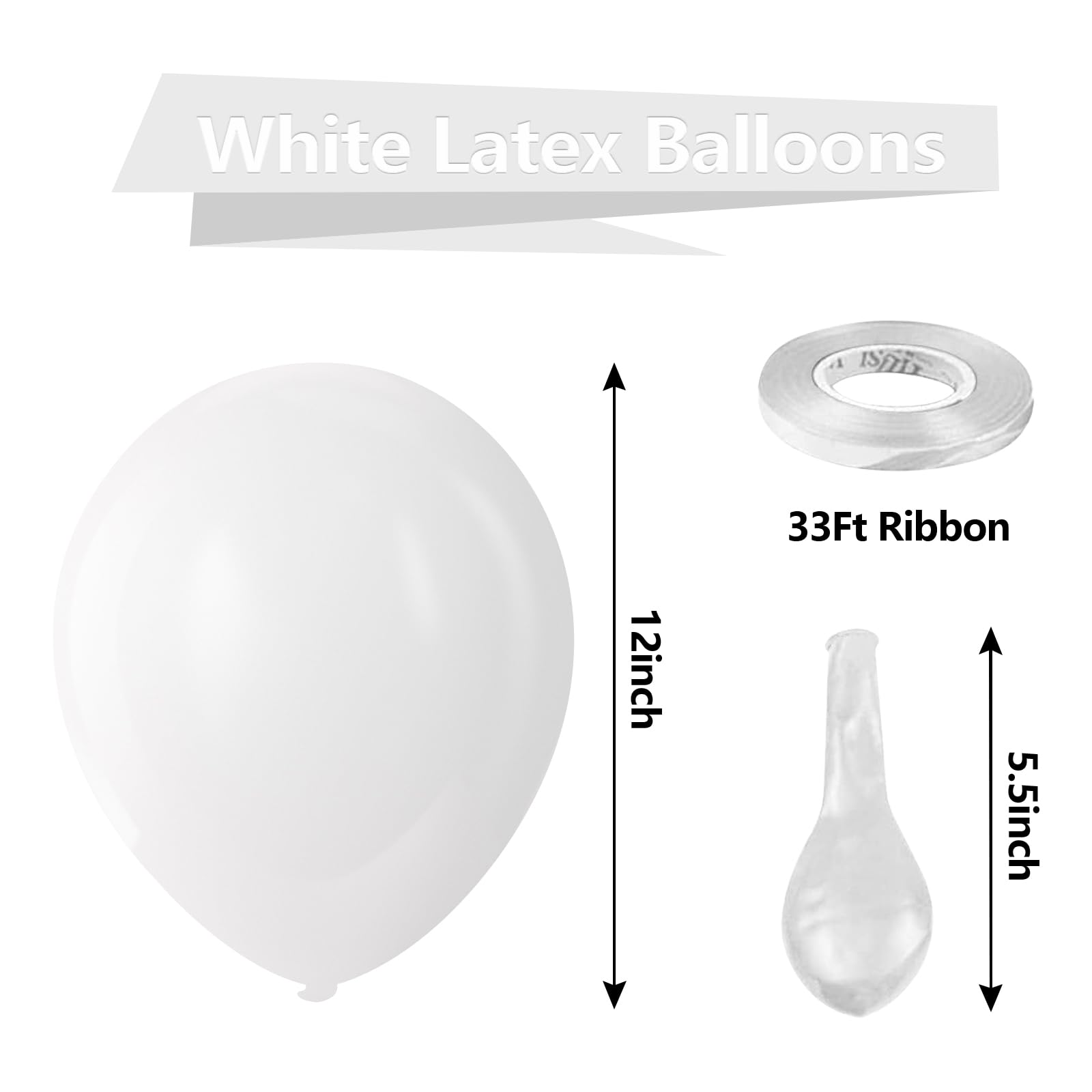 Bezente White Balloons Latex Party Balloons, 100 Pack 12 inch Round Helium Balloons for White Themed Wedding Graduation Birthday Party Backdrop 4th of July Decorations Independence Day