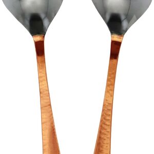 Rastogi Handicrafts Indian Handmade Stainless Steel & Copper Serving Spoon - Genuine Copper Dinnerware Serving Pieces Set of 2