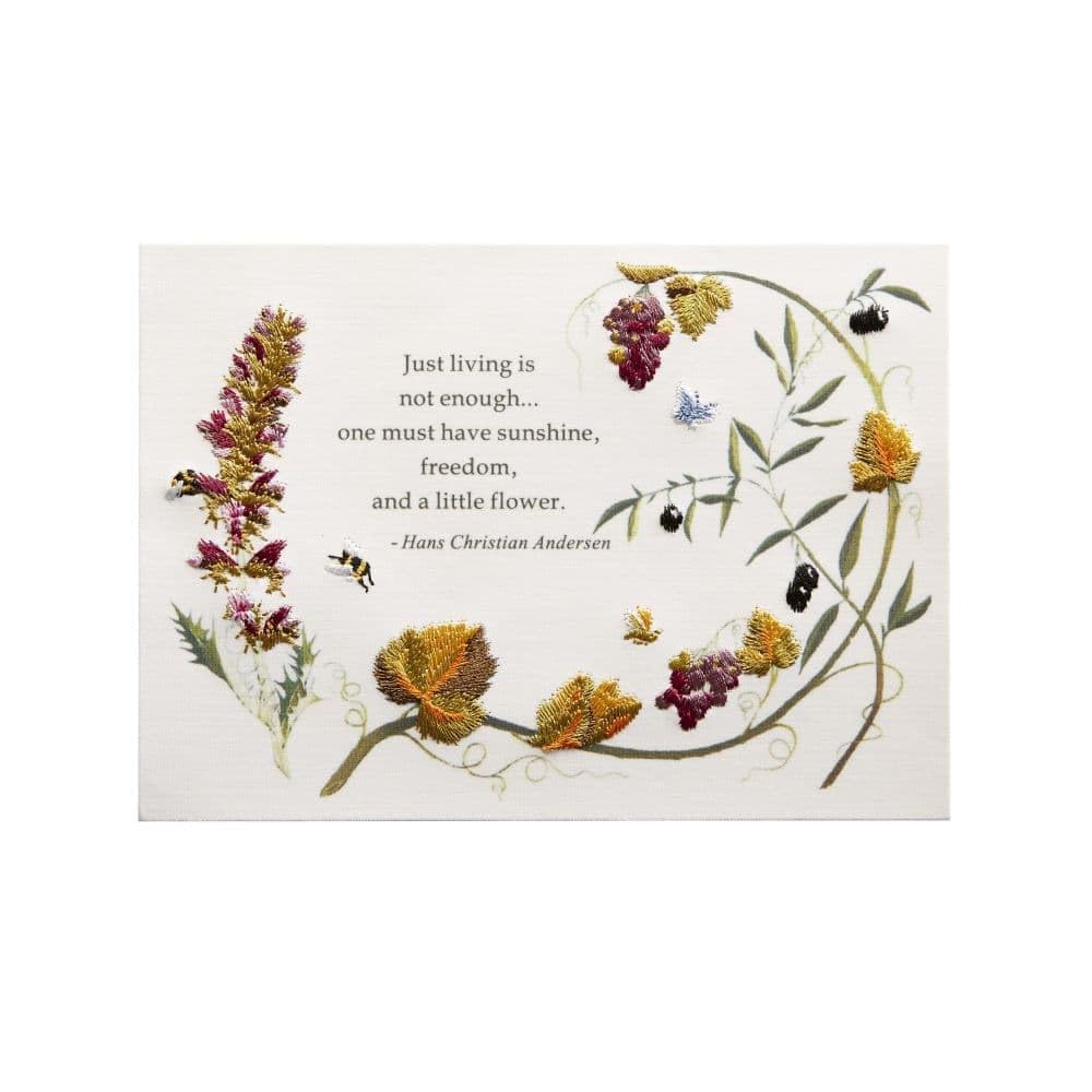 NIQUEA.D, Embroidered Leaves and Flowers Birthday Card