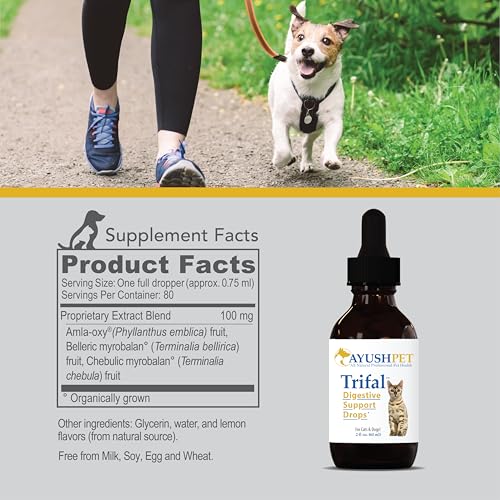 Ayush Herbs Pet Trifal Drops, Holistic Digestive Drops for Pets, Ayurvedic Formula for Healthy Digestion and Elimination, 2 Fluid Ounces