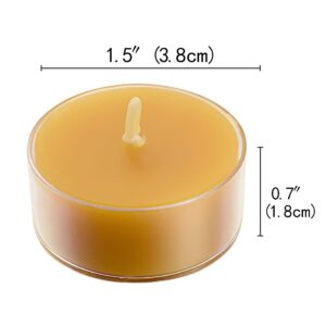 Natural Beeswax Tea Candles, DEYBBY 20 Pack Handmade Beeswax Candles, Clear Cup, Great for Home Decoration