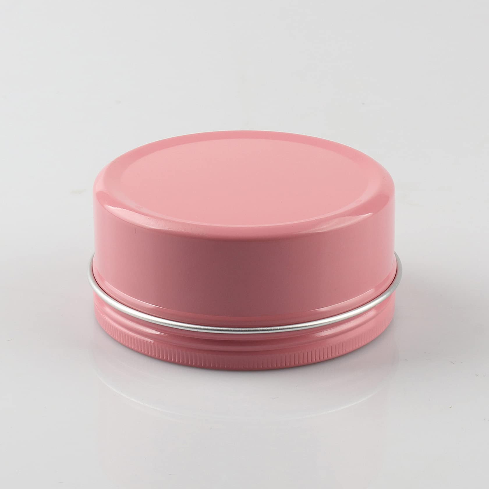 DLIBUY 24 Pcs 150ml 150g Empty Round Pink Aluminum Tin Jars with Screw Lids Cosmetics Lip Balm Containers Pots for DIY Candle Salve Powder Crafts Storage Cans 3x Alu Spoon, 24x Ø 70cm Labels