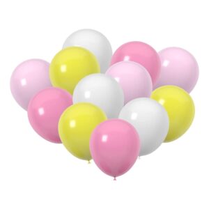 jodidi 60 pack 12 inch pink yellow and white latex balloons, birthday wedding baby shower party balloons (pink yellow and white)