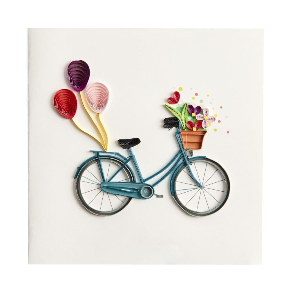 NIQUEA.D Happy Birthday Card, Bike with Flowers Quilled (NB-0069)