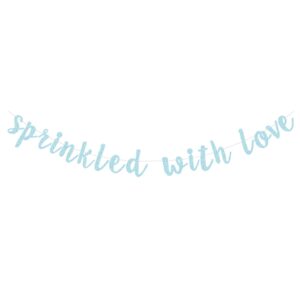 blue glittery sprinkled with love banner papy sign garland for baby shower decorations