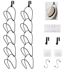 linfidite 10 pack hat rack hanger holder organizer closet hanging baseball cap display storage rack for scarves handbags towels clothes ties over door wall mounted w hanging hook black