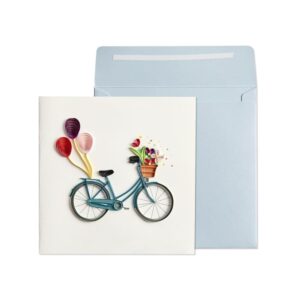 niquea.d happy birthday card, bike with flowers quilled (nb-0069)