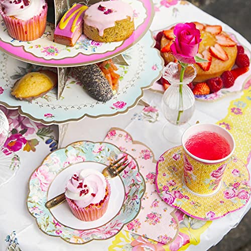 Talking Tables Pretty Floral Paper Plates | Mother's Day Afternoon Tea Party Decorations Truly Scrumptious Disposable Dishes for Birthday Baby Shower, Bridal Wedding, Made UK, Pretty, Pack of 24