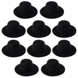 10 pcs black mini formal hats miniature hats for diy crafts hair accessories decorate（3.9"/10cm)