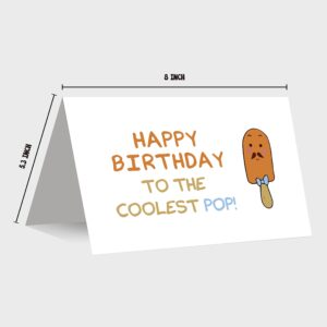 Norssiby Funny Birthday Pun Card, Cute Birthday Card for Papa, Dad, Happy Birthday to The Coolest Pop, Popsicle Card