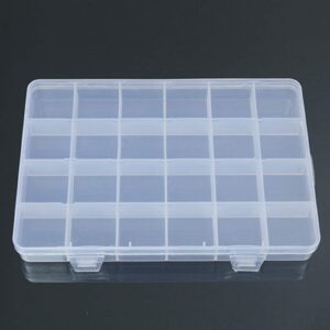 bluelanss 24 grids clear plastic organizer box storage container jewelry box with adjustable dividers for beads art diy crafts jewelry fishing tackles 24 grids