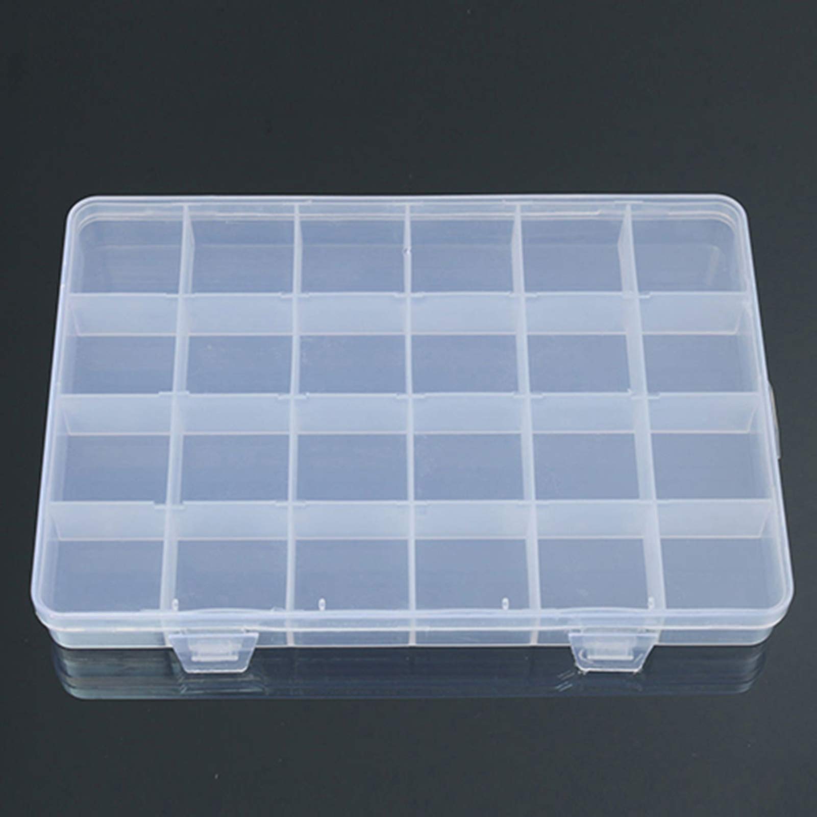 Bluelanss 24 Grids Clear Plastic Organizer Box Storage Container Jewelry Box with Adjustable Dividers for Beads Art DIY Crafts Jewelry Fishing Tackles 24 Grids