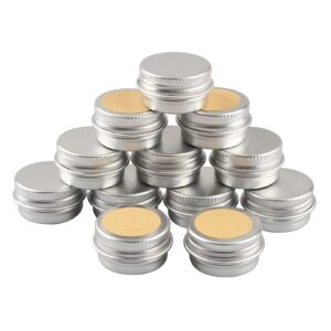 dlibuy dlibuy 100 pcs empty round silver aluminum tin jars with screw lids cosmetics lip balm containers pots for diy candle,salve powder,crafts,storage cans 3 alu spoon,100 labels