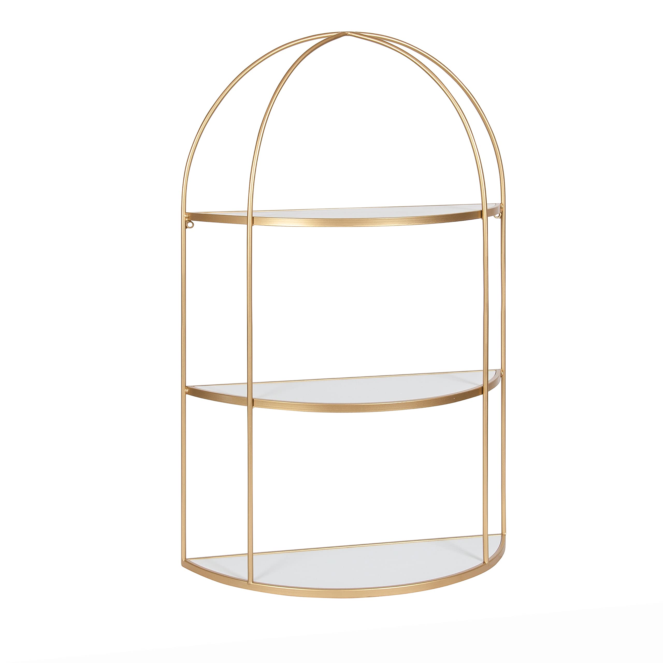 Kate and Laurel Freade Modern 3 Tier Shelf, 22 x 8 x 32, White and Gold, Decorative Glam Shelf for Storage and Display