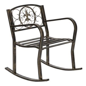 warmhand garden rocking chair with wide seat outdoor garden vintage style bronze