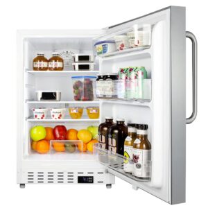 Summit Appliance ALR46WSSTB 20" Wide Built-In All-Refrigerator, ADA Compliant, 3.53 cu.ft Capacity, Adjustable Thermostat, Removable Door Racks, Automatic Defrost, Temperature & Open Door Alarms