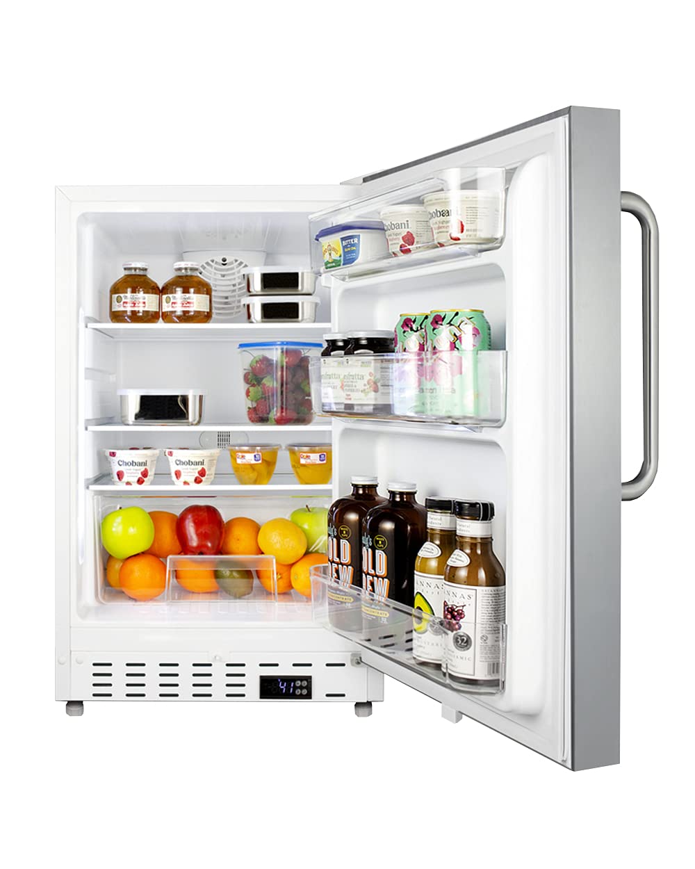 Summit Appliance ALR46WSSTB 20" Wide Built-In All-Refrigerator, ADA Compliant, 3.53 cu.ft Capacity, Adjustable Thermostat, Removable Door Racks, Automatic Defrost, Temperature & Open Door Alarms