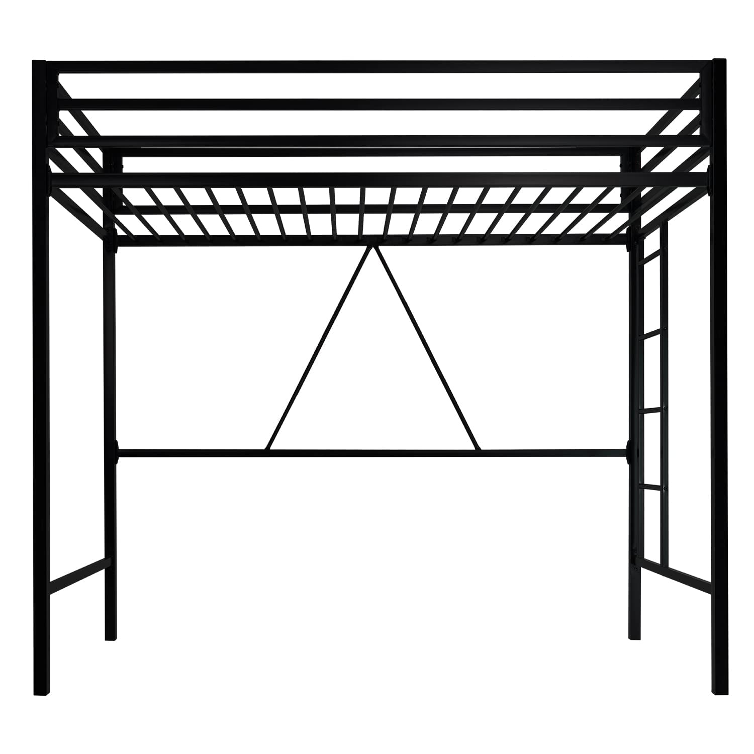 SHA CERLIN Junior Loft Bed Twin Size, Heavy Duty Twin Bed Frame with Full-Length Guardrail & Removable Stairs, Noise-Free, Space-Saving, No Box Spring Needed, Black