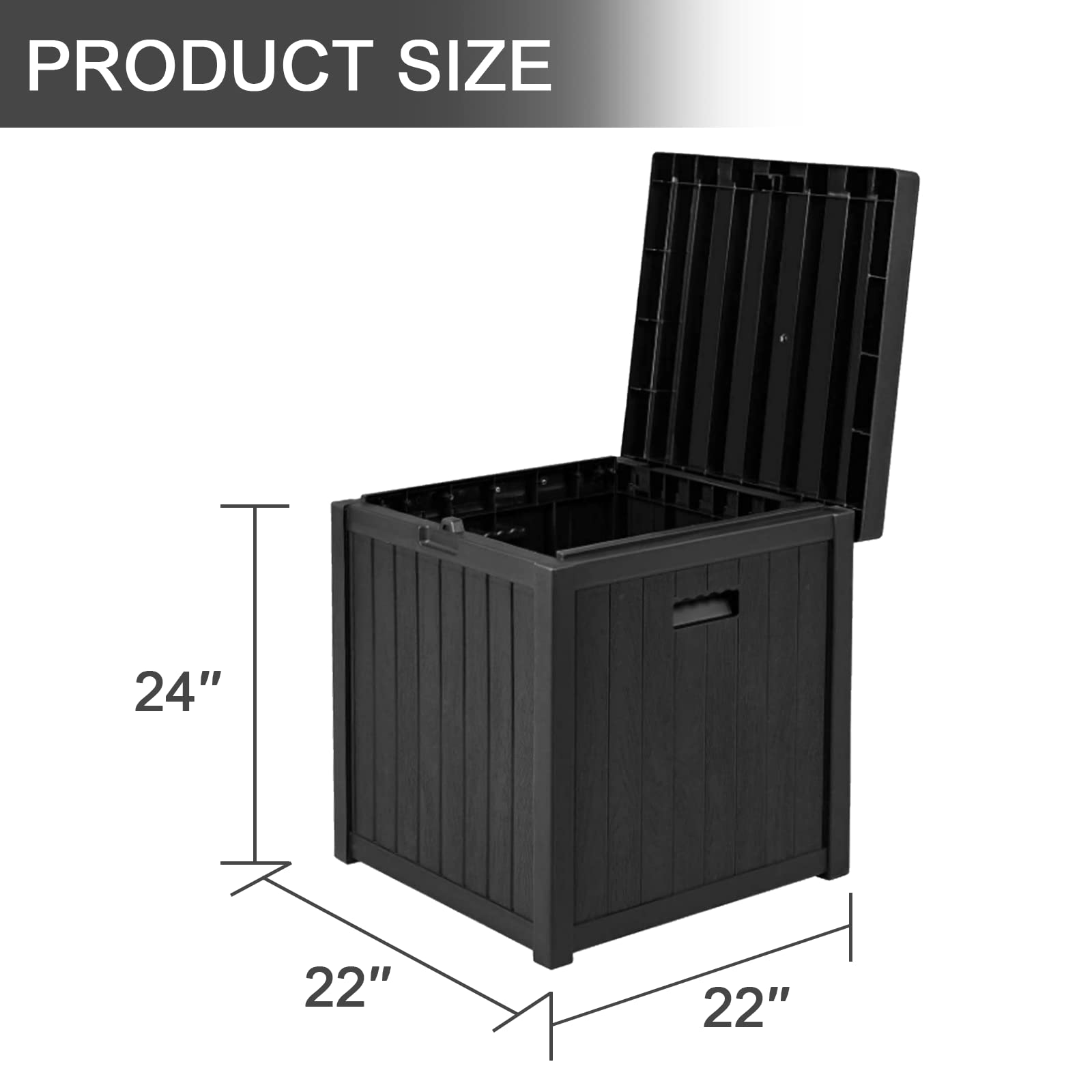 Oakmont 51 Gallon Resin Deck Box Outdoor Indoor Storage Container Square Waterproof Storage Box for Patio, Garden Pool Tools, Black