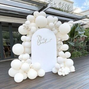 Bezente White Balloons Latex Party Balloons, 100 Pack 12 inch Round Helium Balloons for White Themed Wedding Graduation Birthday Party Backdrop 4th of July Decorations Independence Day