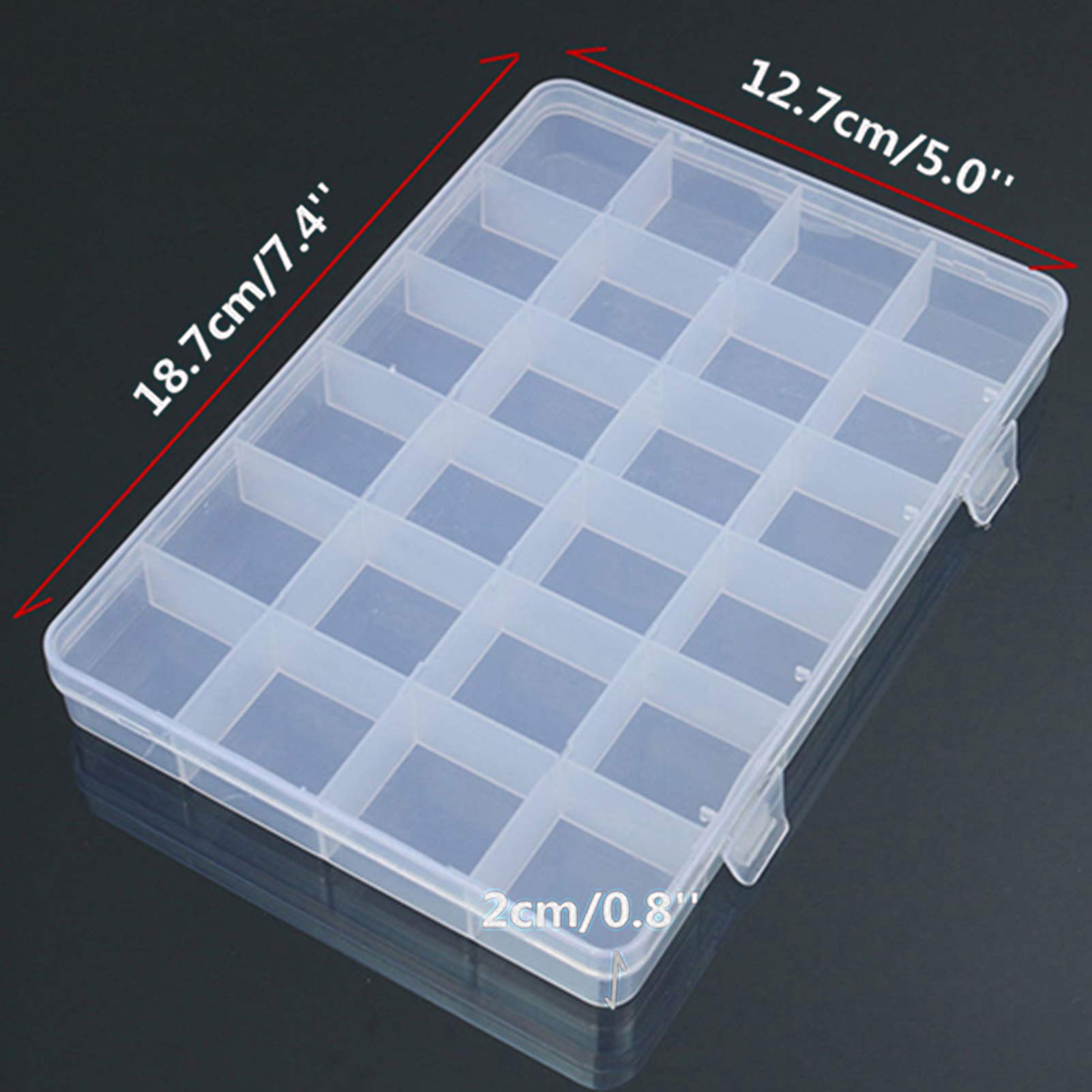 Bluelanss 24 Grids Clear Plastic Organizer Box Storage Container Jewelry Box with Adjustable Dividers for Beads Art DIY Crafts Jewelry Fishing Tackles 24 Grids