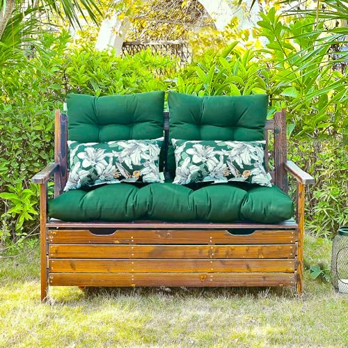 ARTPLAN Outdoor Cushions Loveseat All Weather Chair Cushions Bench Cushions Set of 5 Wicker Tufted Pillow for Patio Furniture