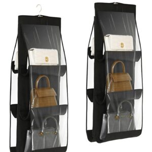 ST-BEST-P Handbag Storage Hanging Purse Organizer Bedroom Organization Dust-Proof Holder Bag for Wardrobe Closet (Black-2Pack)