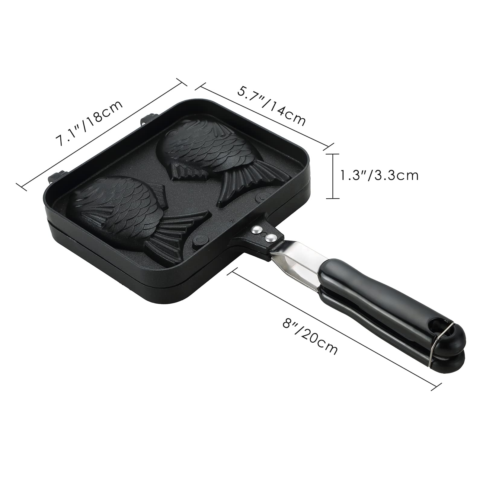 MAOPINER Taiyaki Fish Shape Cake Pan Waffle Cake Maker Pan Fish Shaped Pancake Double Pan Mold for Home DIY Cooking Party Dessert