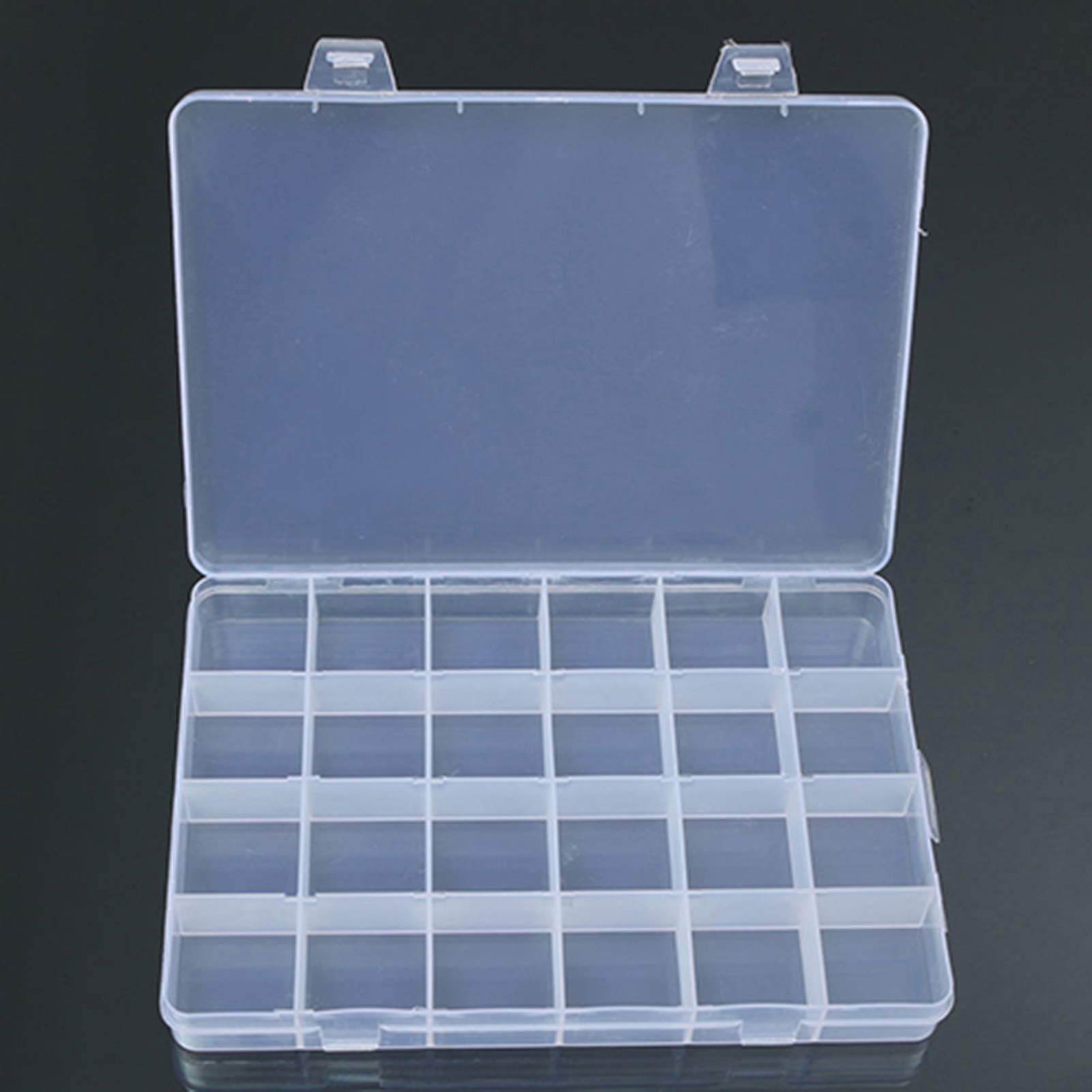 Bluelanss 24 Grids Clear Plastic Organizer Box Storage Container Jewelry Box with Adjustable Dividers for Beads Art DIY Crafts Jewelry Fishing Tackles 24 Grids