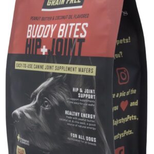 Majesty's Buddy Bites Grain Free Hip & Joint Support Dog Treat Supplement, Carob & Sweet Potato Wafers for Medium & Large Dogs - 112 Count Bag (Up to 16 Week Supply)