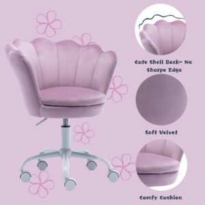 Guyou Cute Kids' Desk Chair Adjustable Study Armchair Swivel Rolling Chair for Teen Girls Boys/Bedroom/Children Gift(Light Purple)