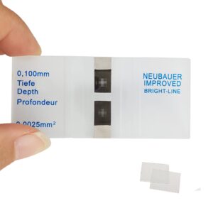 MUHWA Hemocytometer Neubauer Improved Blood Counting Chamber Cell Counting Chamber with Bright Line with 2 pcs Coverslips