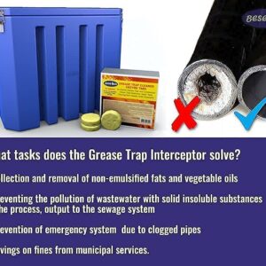 Grease Trap + Grease Trap Cleaner - Grease Interceptor 10 GPM - Grease Traps For Restaurants + Grease Trap Tablets 12 pcs - 20 Lb Grease Trap Interceptor - Plastic Under Sink Grease Trap