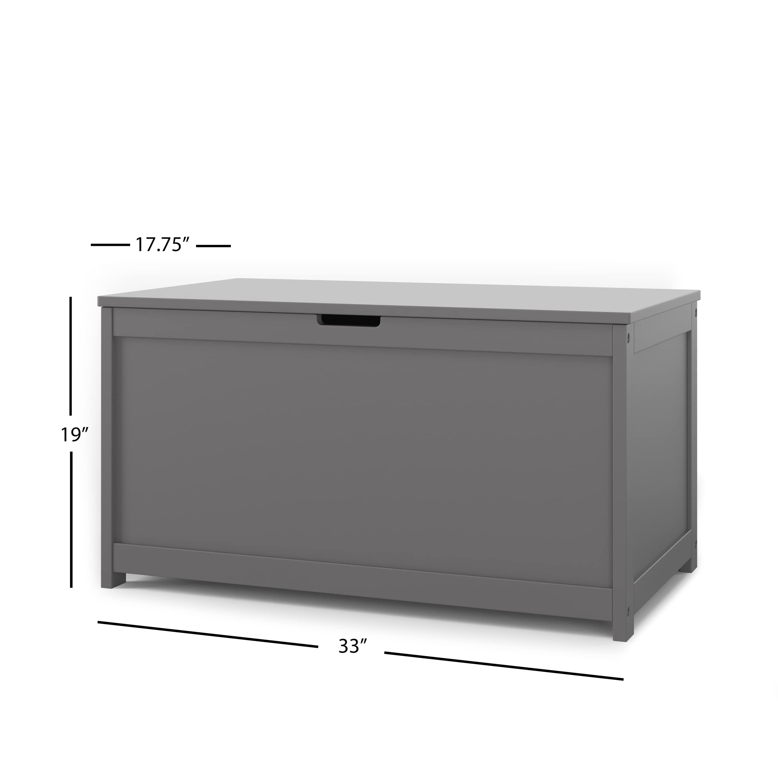 Child Craft Harmony 33” Wood Toy Box, Large Storage Chest, Plenty of Storage, 2 Safety Hinges, Standard Ventilation Hole on Back, 6 Cubic Feet of Storage (Cool Gray)