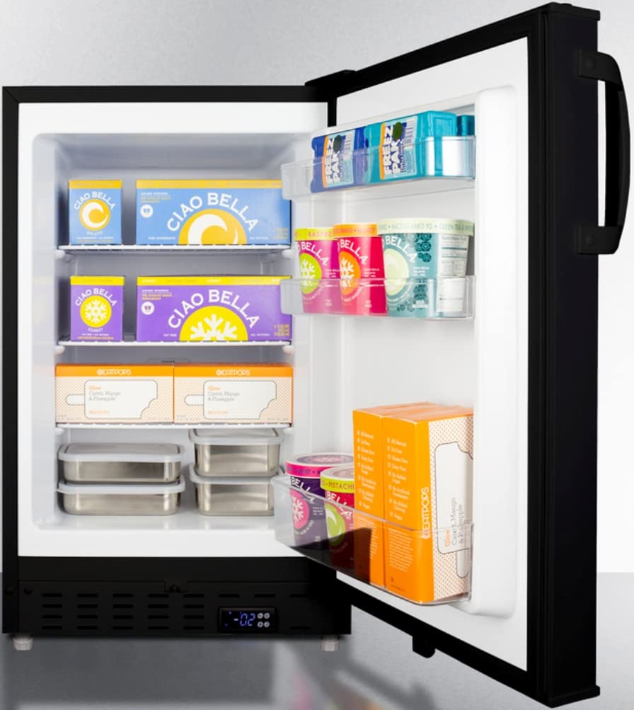 Summit Appliance ALFZ37B Built-in Undercounter ADA Compliant Residential All-Freezer in Black, Door Storage, Temperature Alarms, Open Door Alarm, Adjustable Thermostat and Manual Defrost