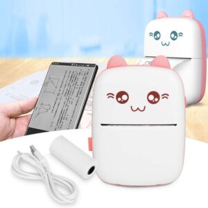 wireless mini photo printer, support for text recognition, for course key notes(pink)