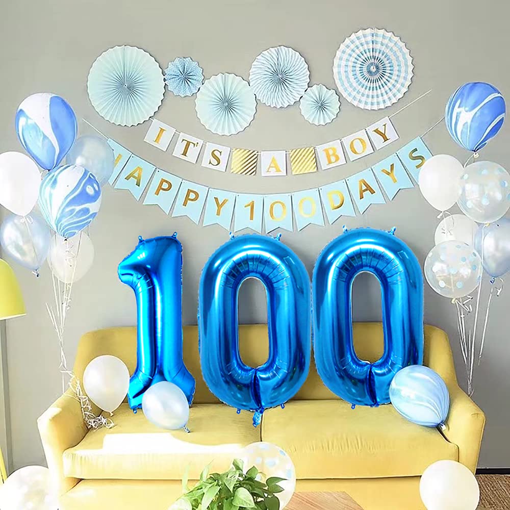 Xihuimay Number 100 Balloons 40"Digital Balloon Alphabet 100 Birthday Balloons Digit 100 Helium Balloons Big Balloons for Birthday Party Supplies Wedding Bachelorette Bridal Shower, Blue Number 100