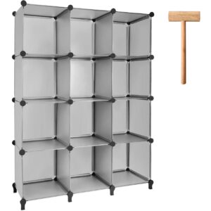 gold armour cube storage 12-cube bookshelf closet organizer storage shelves cubes organizer plastic square book shelf bookcase diy closet cabinet organizer shelving for home office bedroom (grey)