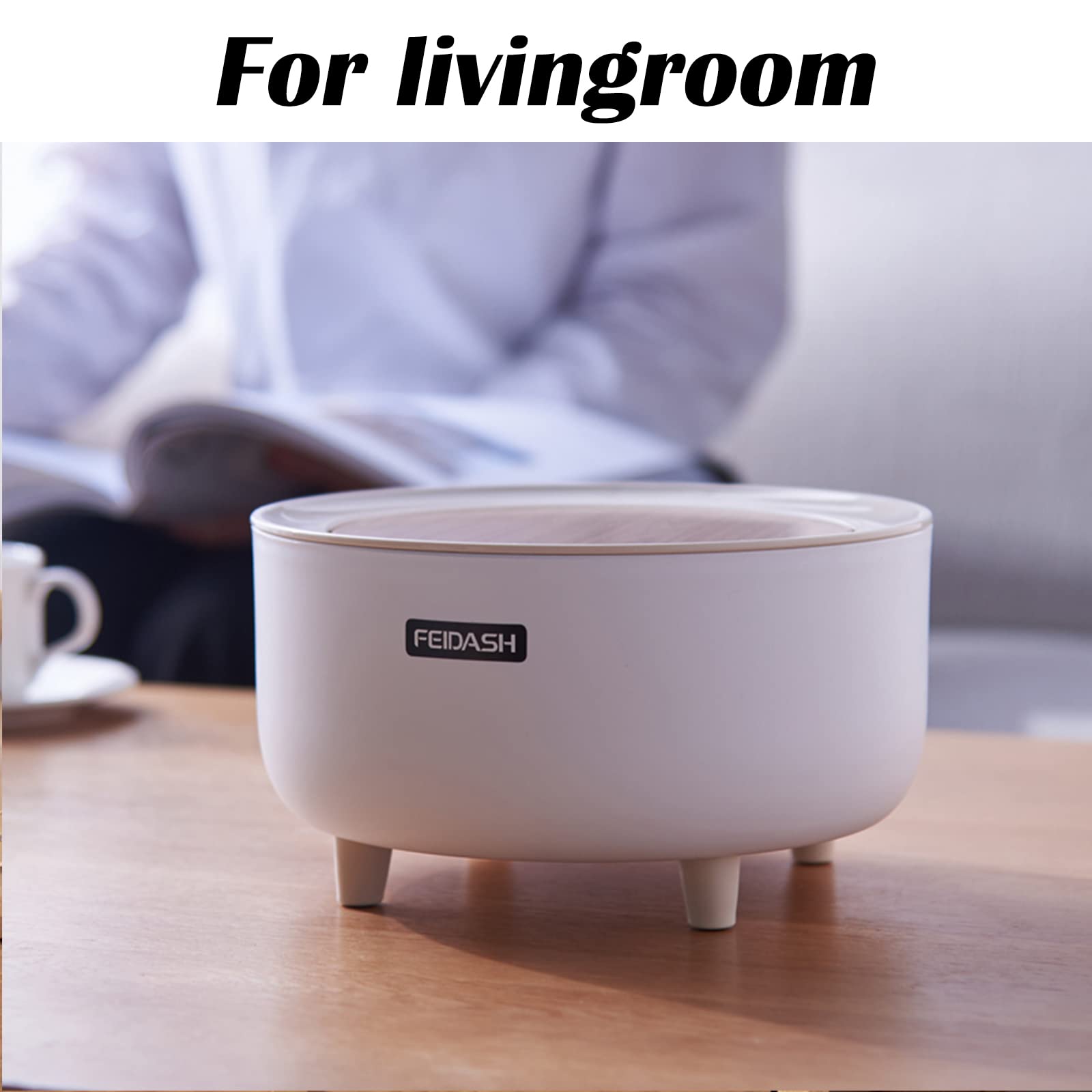 URALFA Mini Desktop Trash Can, Countertop Tiny Trash Can with Lid for Desk, Plastic For Office and Coffee Bar, 0.5 Gallon White