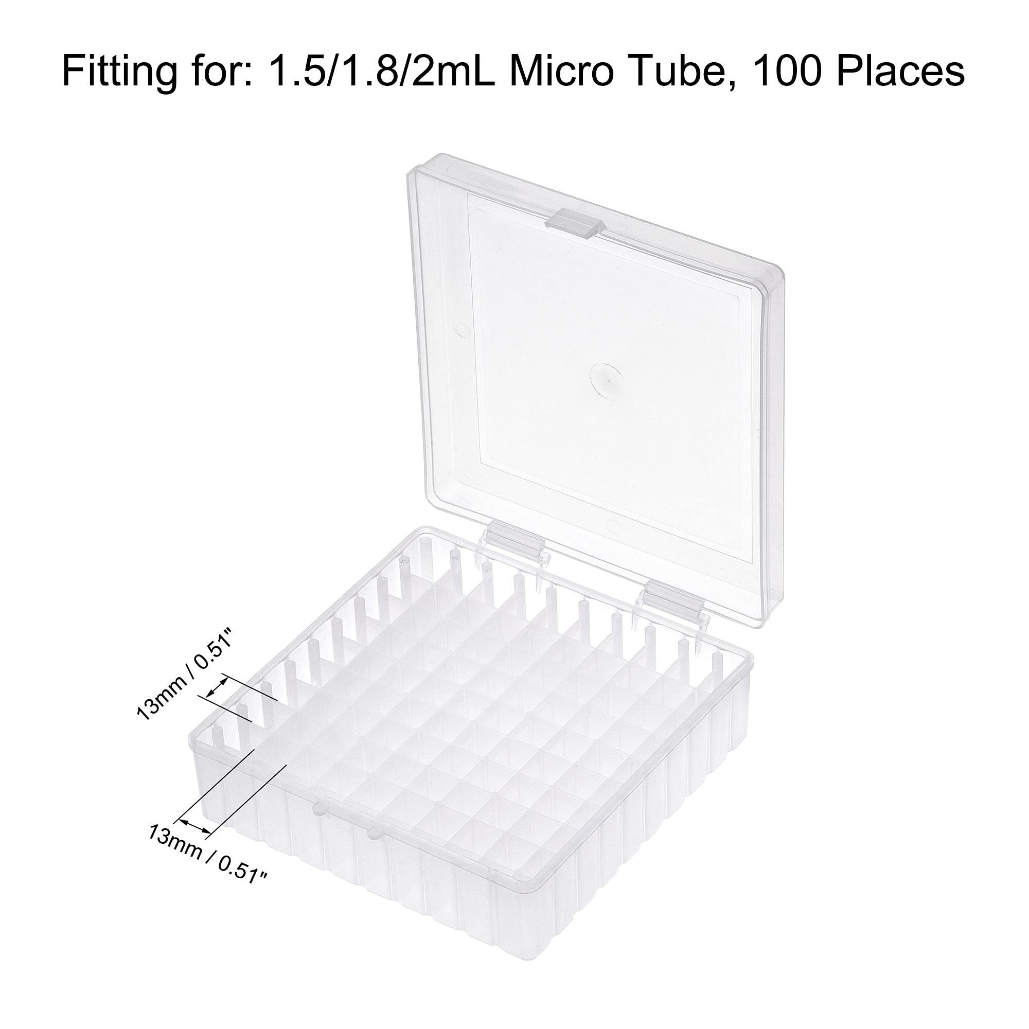 uxcell Centrifuge Tube Freezer Storage Box 100 Places Waterproof Polypropylene Lockable Cryogenic Holder Rack for 1.5/1.8/2ml Microcentrifuge Tubes Vials Samples, White