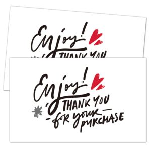 tentado thank you for your purchase cards, 50 pcs, 3.5 in x 2 in, hearts pattern, suitable for small business owners