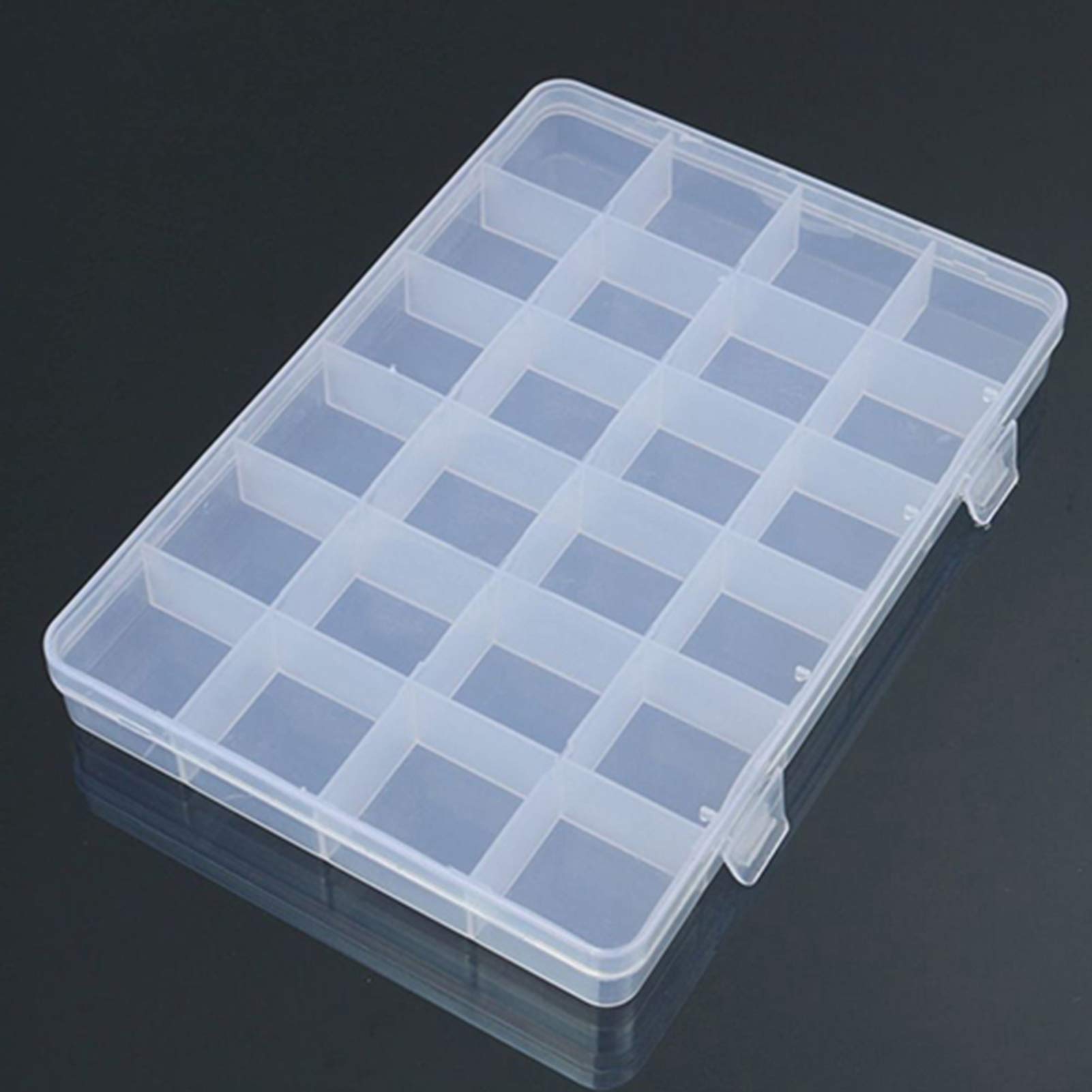 Bluelanss 24 Grids Clear Plastic Organizer Box Storage Container Jewelry Box with Adjustable Dividers for Beads Art DIY Crafts Jewelry Fishing Tackles 24 Grids