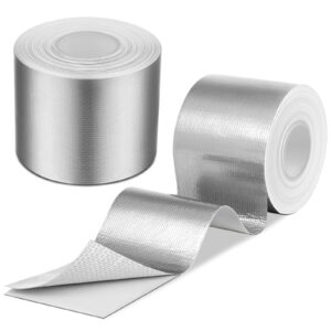 2 rolls heat shield tape cool tapes aluminum foil heat reflective adhesive heat shield thermal barrier foil tape self-adhesive heat resistant tape for hose and auto use (silver, 2 inch x 32.8 ft)