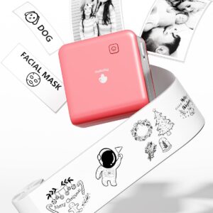 Memoking Inkless Sticker Printer - 300dpi M02Pro Thermal Mini Printer for Phone, Bluetooth Sticky Note Printer, Portable Pocket Printer Machine - Pink Mini Photo Printer for DIY, Study Notes